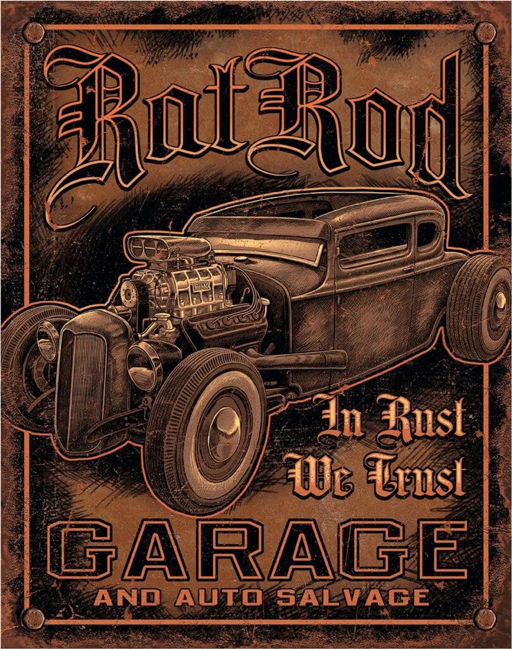 Desperate Enterprises Rat Rod Garage Tin Sign - Nostalgic Vintage Meta ...