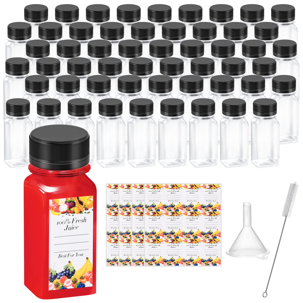 50Pcs 2Oz Bottles With Caps, Empty Juice Bottles For Juicing, Reusable ...