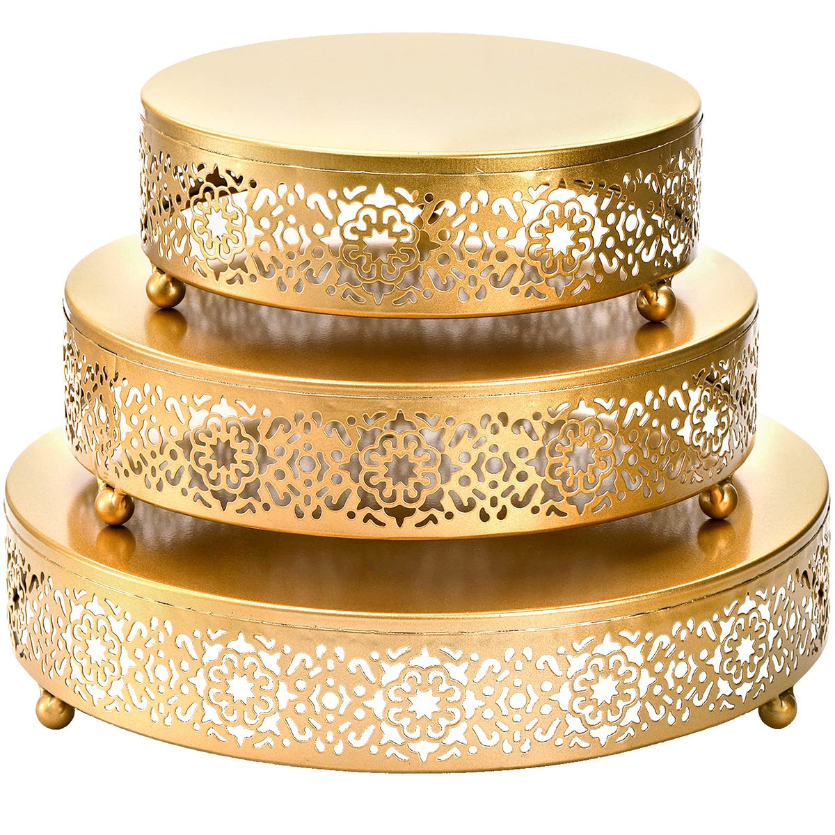 Hedume 3 Pack Cake Stand Set, Round Cake Stands, Metal Dessert Cupcake ...