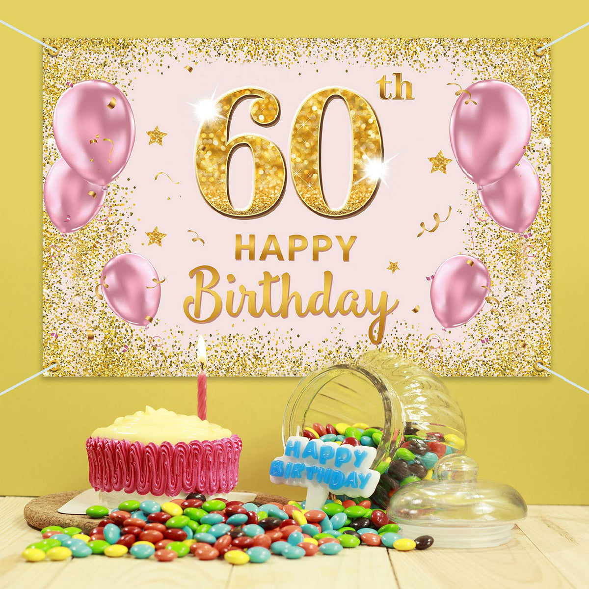Pakboom Happy 60Th Birthday Backdrop Banner - 60 Birthday Party Decora ...