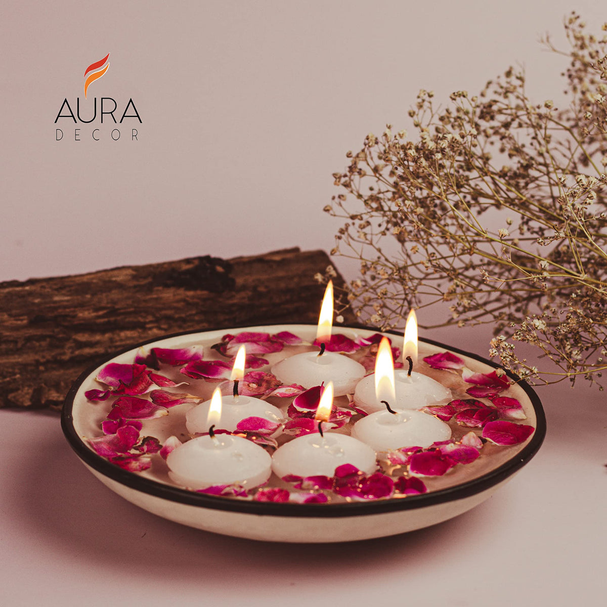Aura Decor Pack Of 20 Nuggets Floating Candles (White Colour) (5Cm X 3 ...