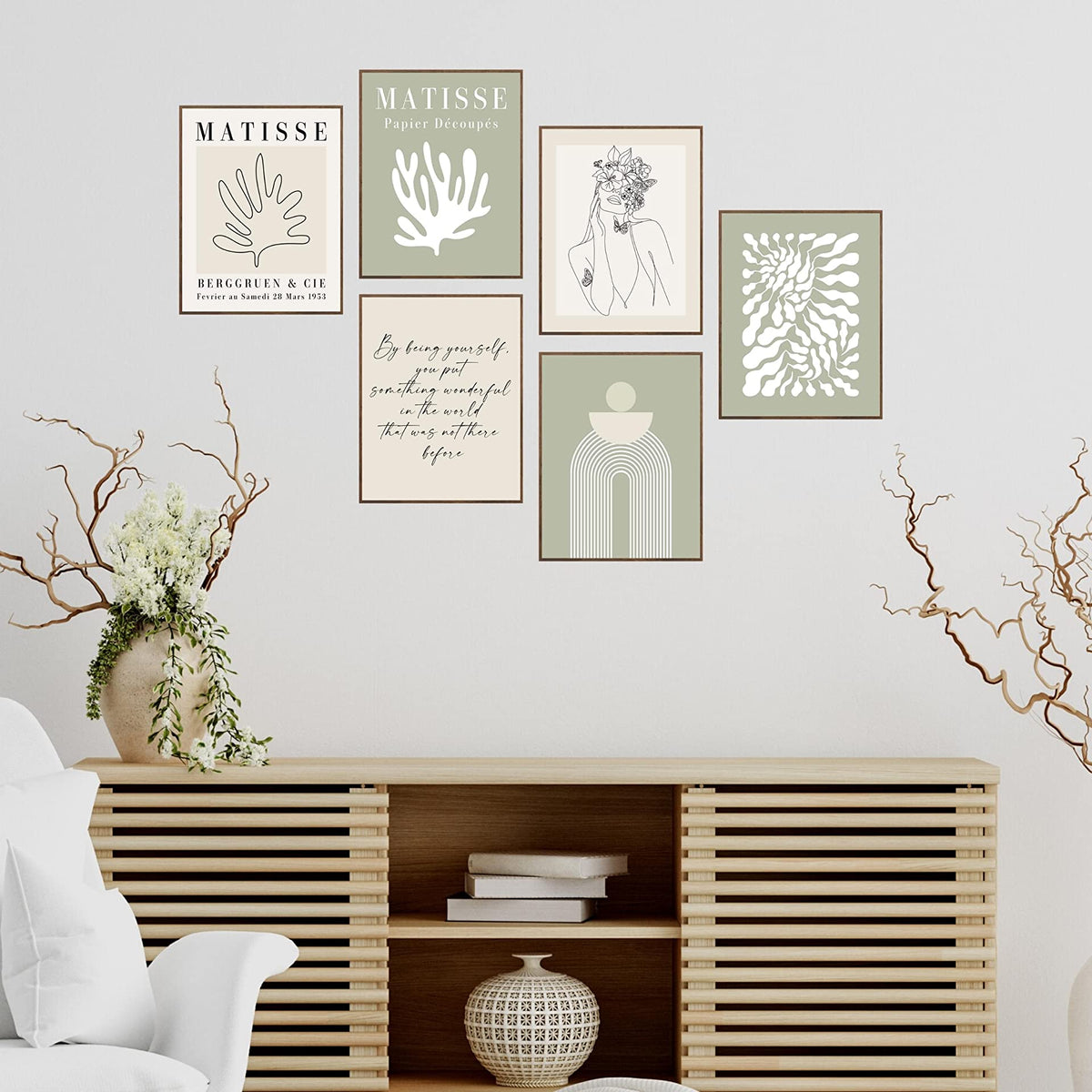 Juju'S Vibes Sage Green Matisse Wall Art Prints Aesthetic Posters, Tha ...