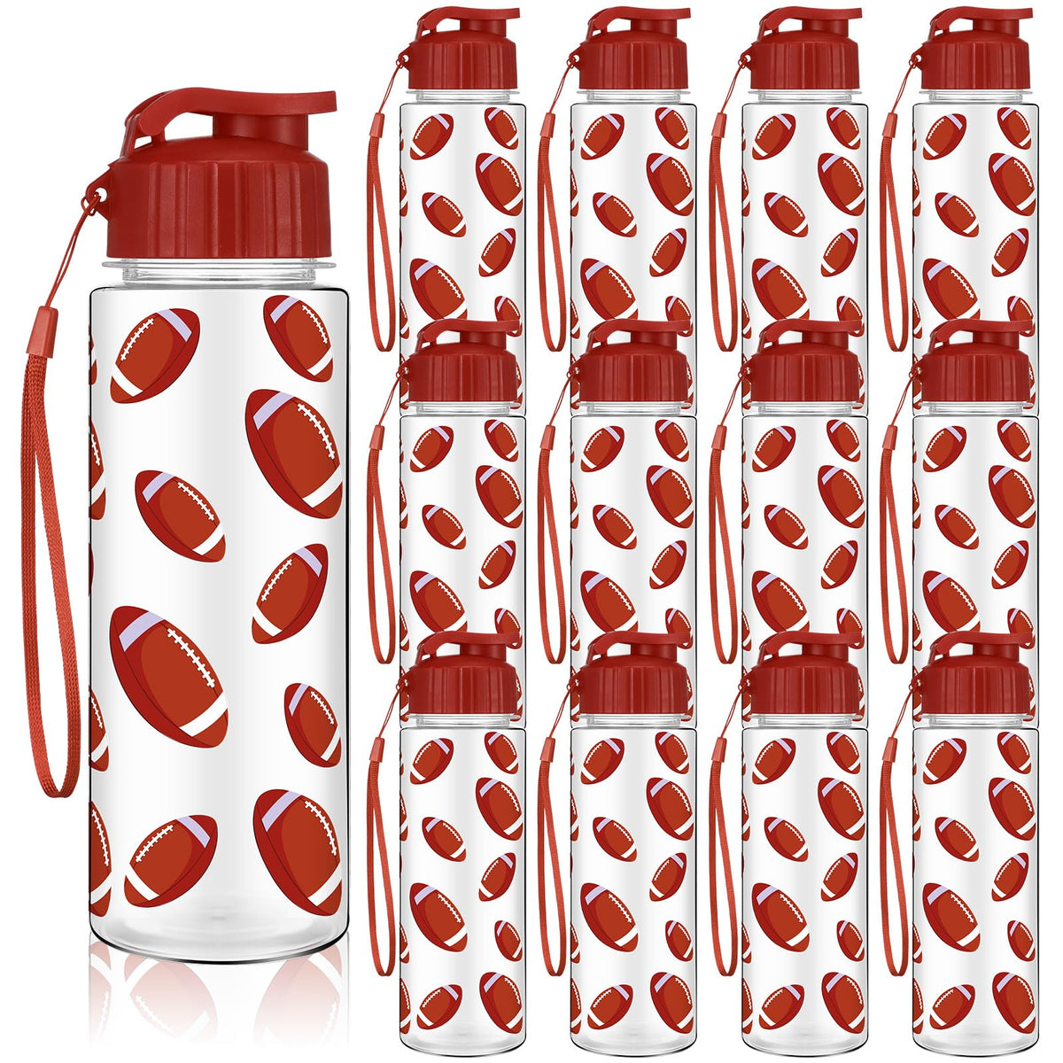 Funnymoom 12 Pcs Football Water Bottles Bulk 17 oz Football Sports Bot ...