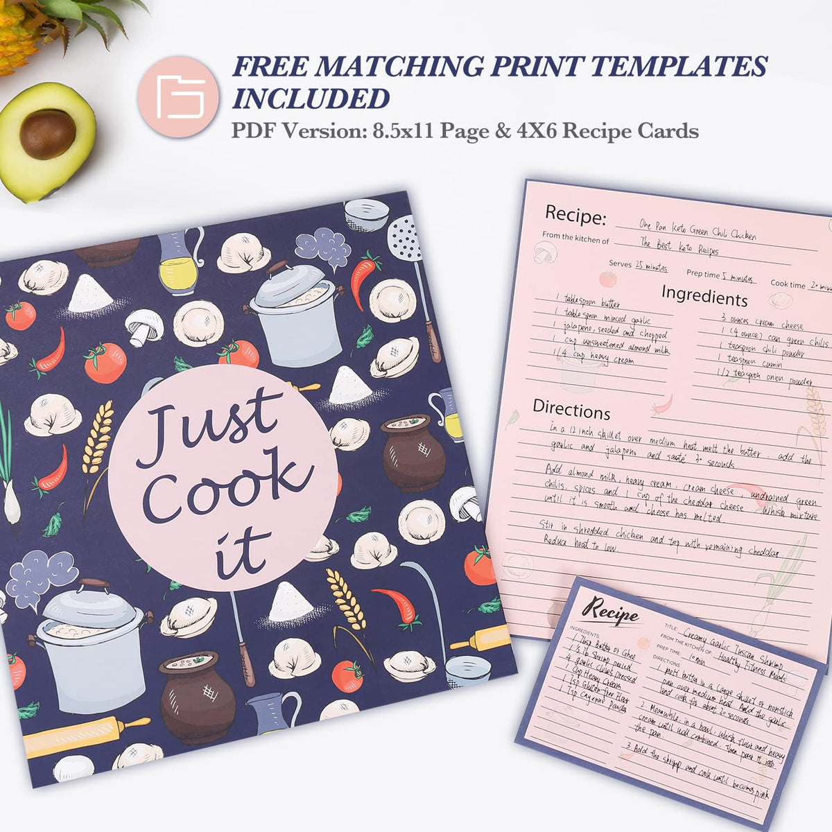 Recipe Binder Kit - 3 Ring Full Page Recipe Book Binder 8.5''x11'' wit ...