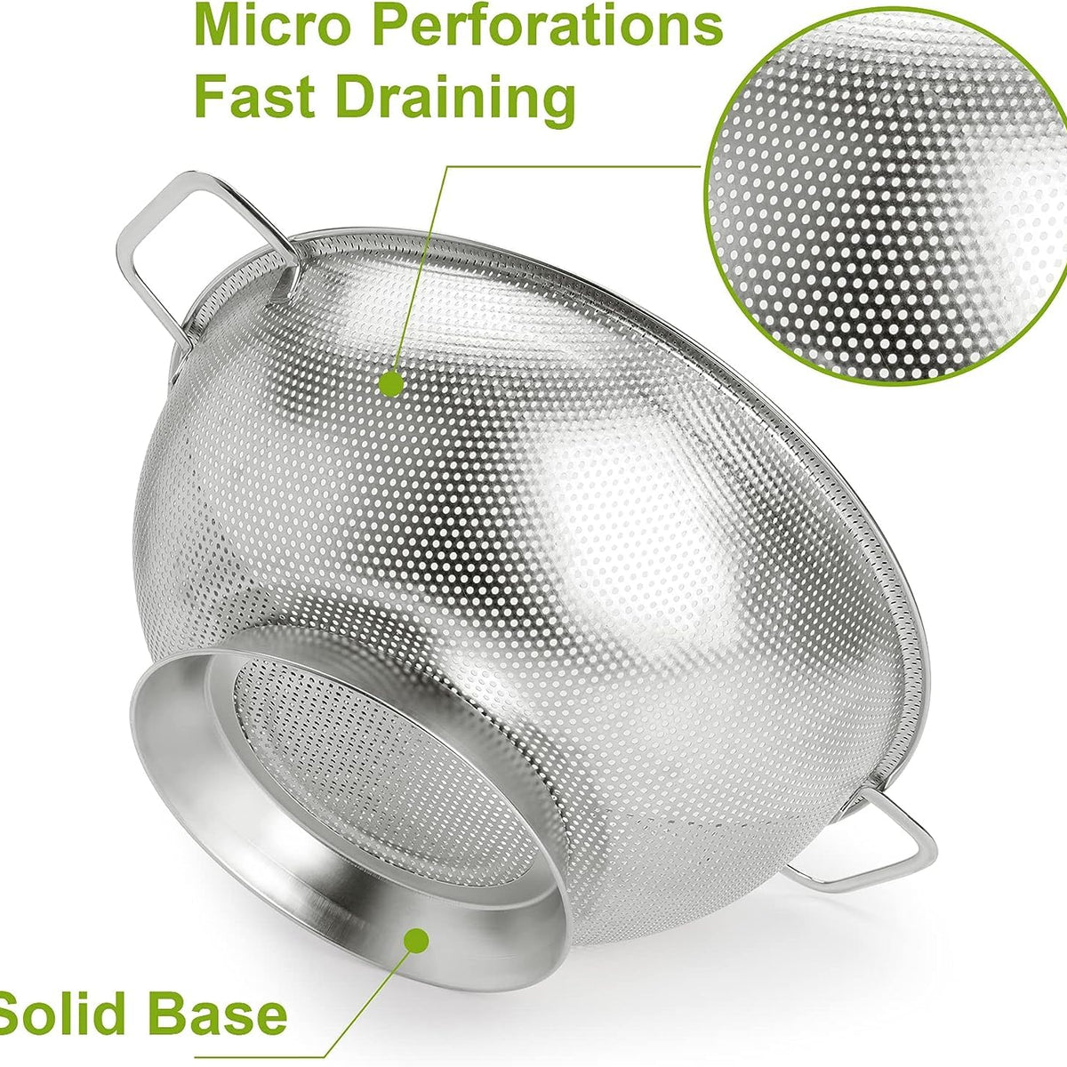 Gulex Stainless Steel Colander And Strainer Set(5-Quart And 3-Quart ...