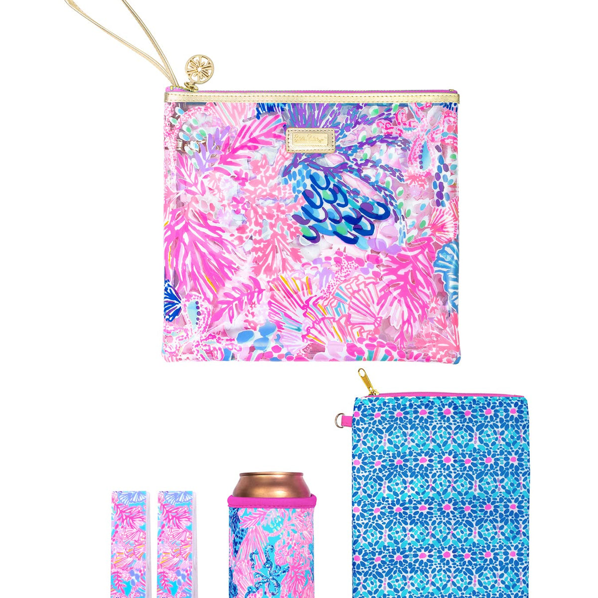 Lilly Pulitzer Water Resistant Vinyl Beach Day Pouch, Zipper Bag Inclu ...