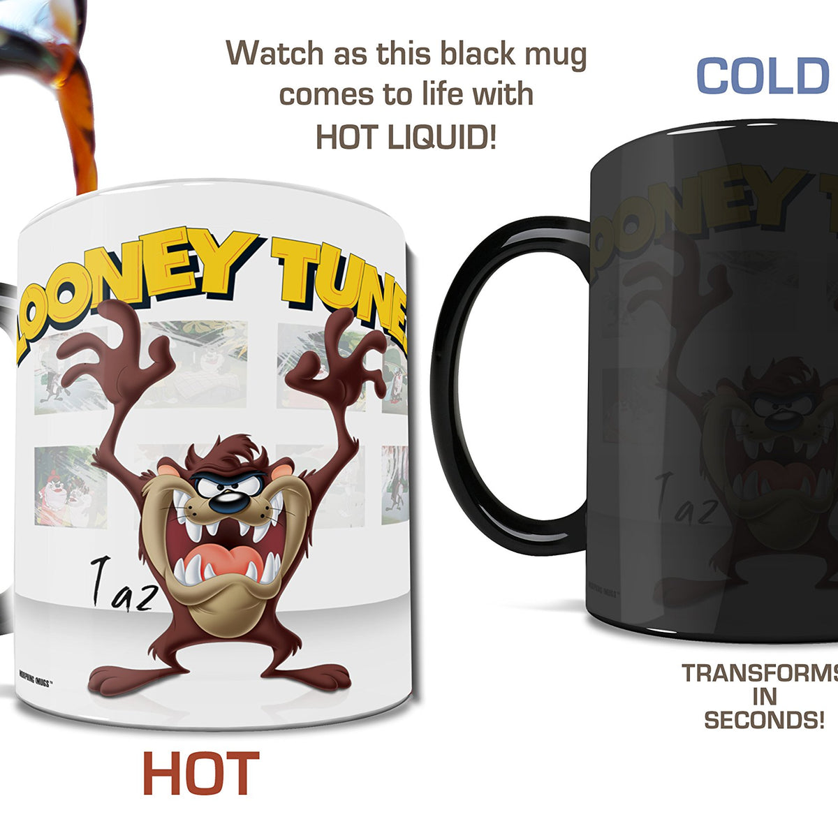 Morphing Mugs Looney Tunes Tazmanian Devil (Taz) Ceramic Mug, Black ...