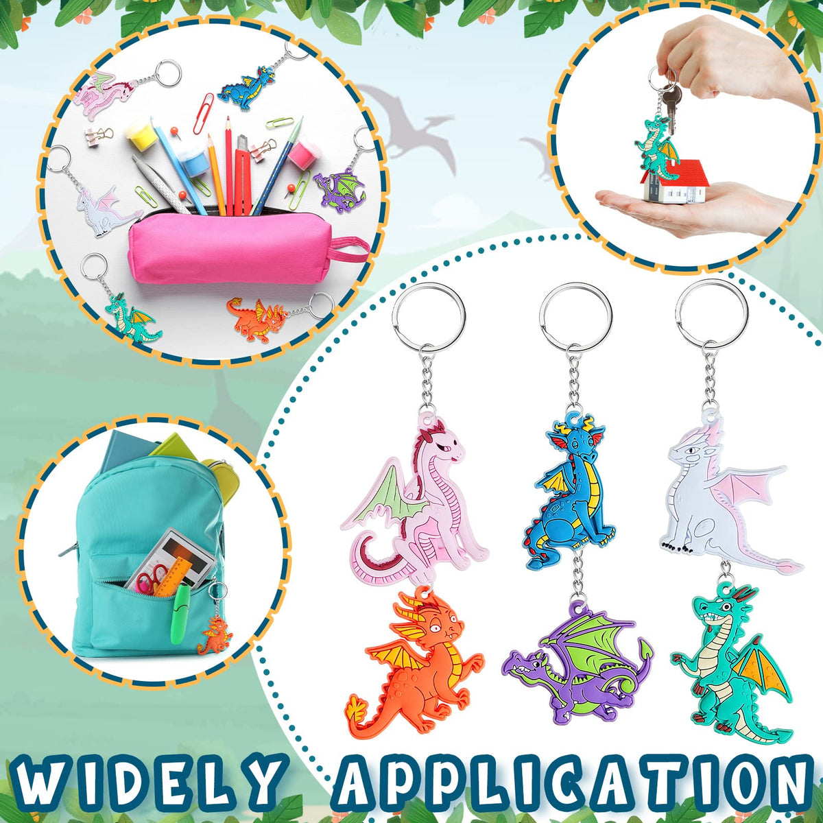 30 Pcs Dragon Key Ring Dragon Keychain Dragon Party Favors Pvc Keychai ...