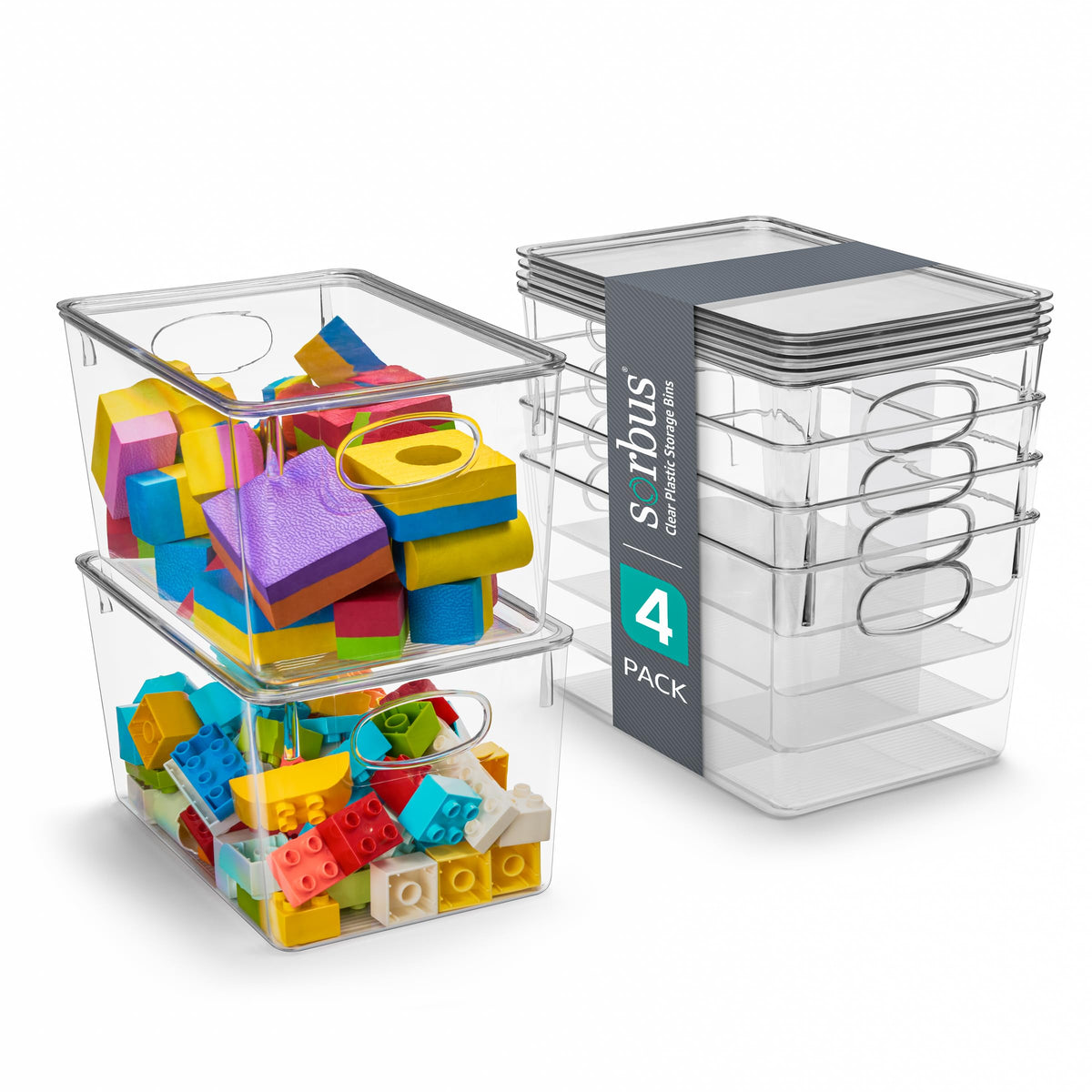 Sorbus Large Clear Plastic Storage Bins With Lids, Clear Stackable Sto ...