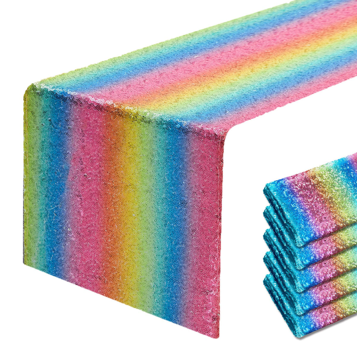 6 Packs 12 X 72 Inches Rainbow Sequin Table Runner, Glitter Runner For ...