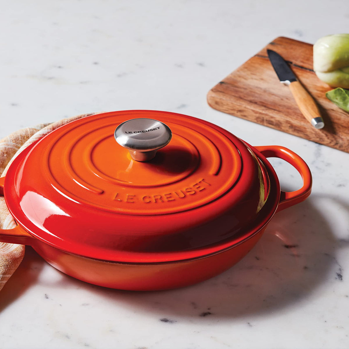 Le Creuset Enameled Cast Iron Signature Braiser, 2.25 Qt., Flame ...