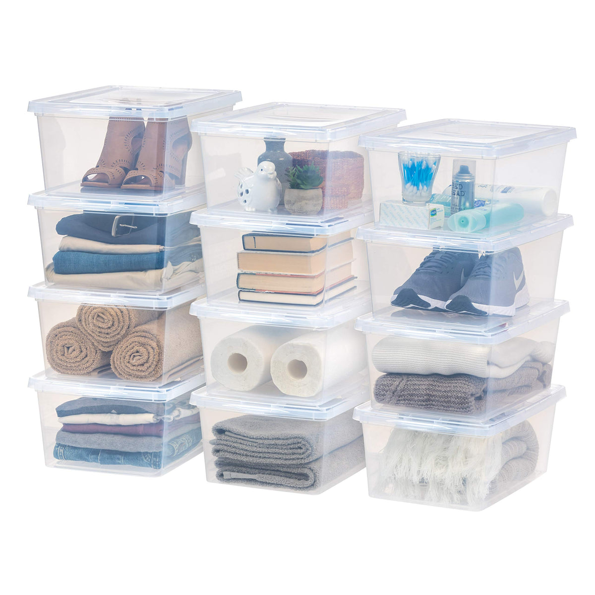 IRIS USA 12 Pack 17 Quart Plastic Storage Bin Tote Organizing Containe ...