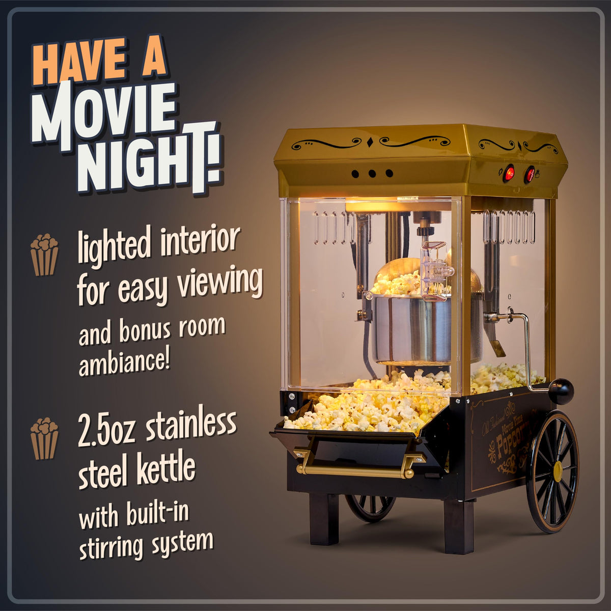 Nostalgia Vintage Table-Top Popcorn Maker, 10 Cups, Hot Air Popcorn Ma ...