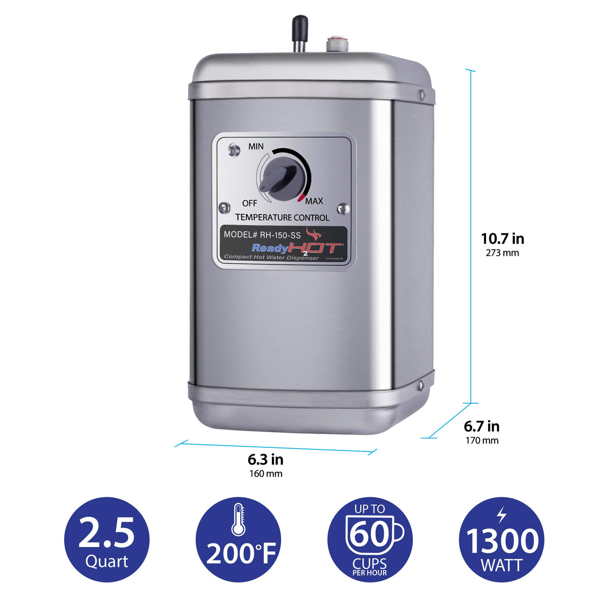 Ready Hot Compact Instant Hot Water Dispenser Tank, Wall Mounted, Adju ...