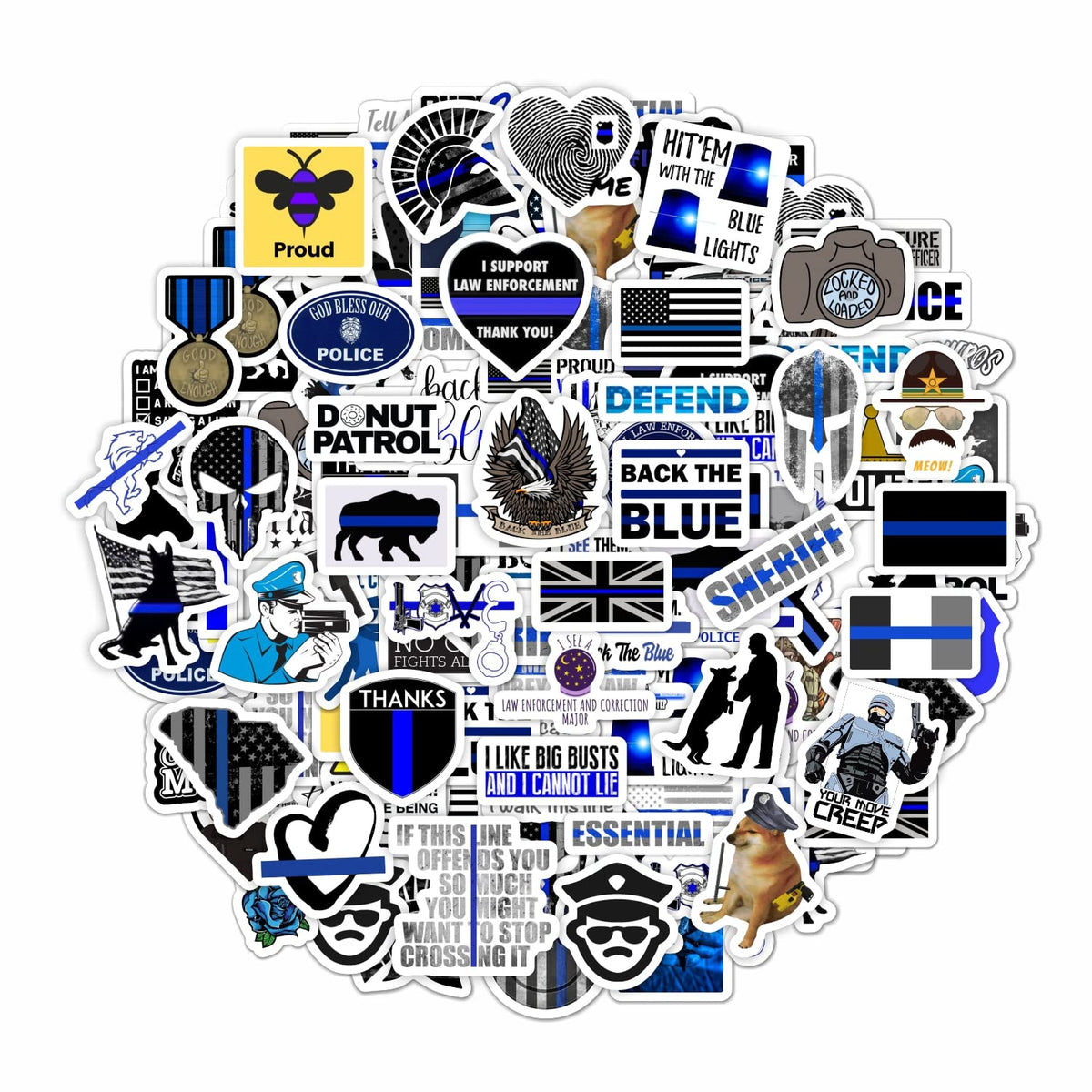 100Pcs Law Enforcement Stickers Law Enforcement Support Decals Law Enf ...
