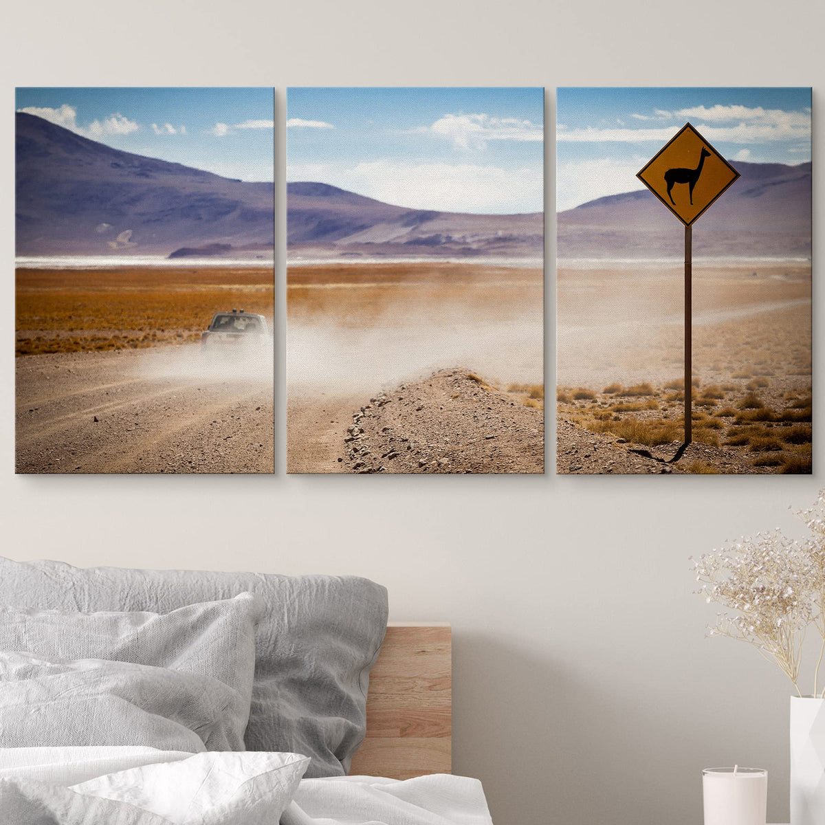 Wall26 Canvas Print Wall Art Set Llama Warning Sign In Bolivian Desert ...