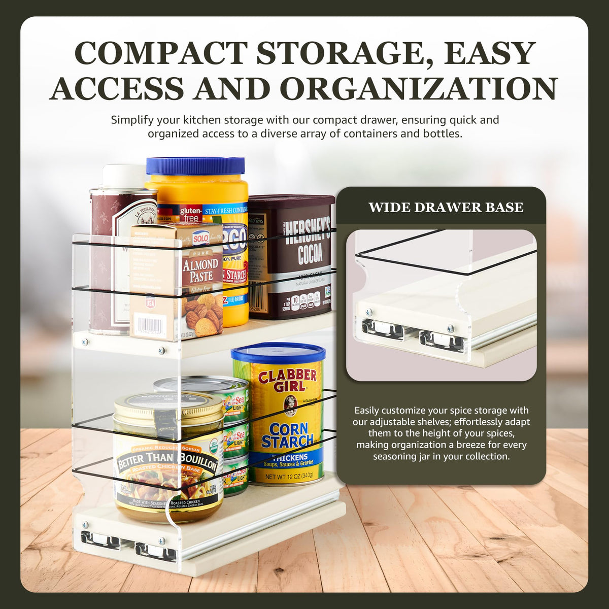 Vertical Spice - Sliding Spice Rack - Pull Out Spice Rack For Inside C ...