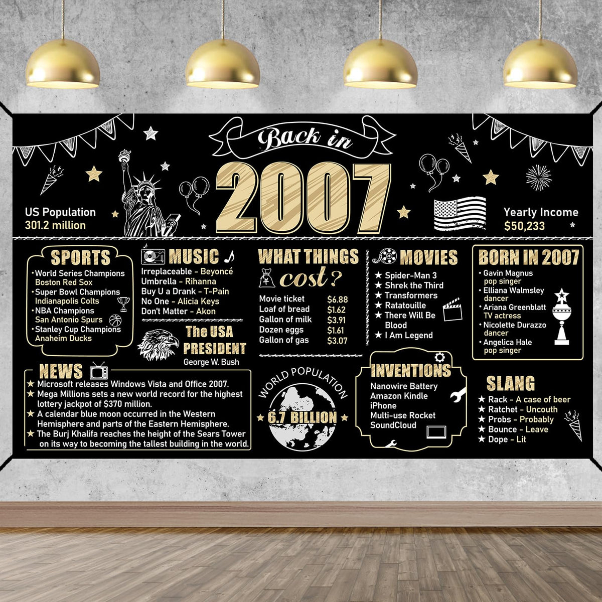 Large 18th Birthday Back in 2007 Banner Backdrop Decorations for Boys ...