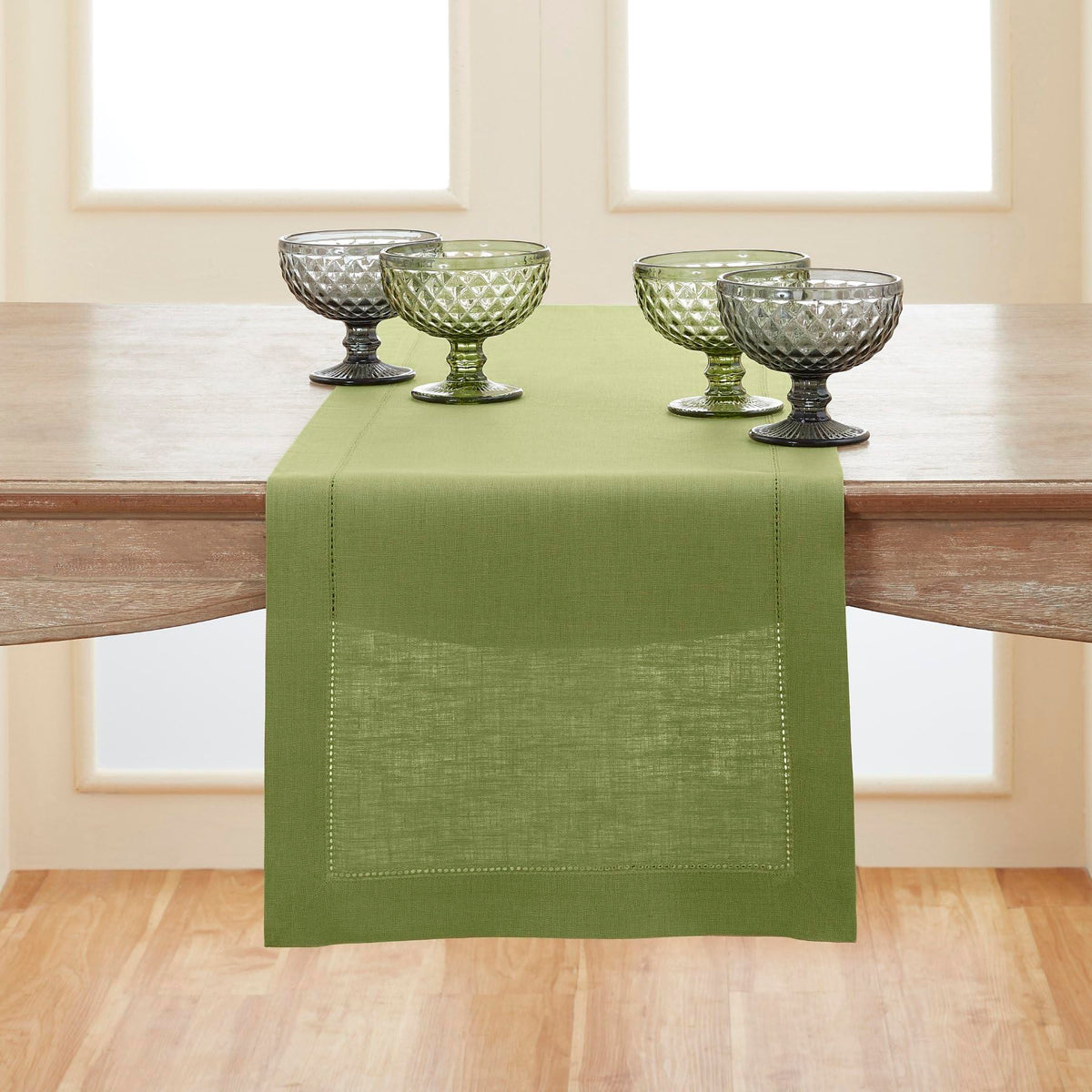 Solino Home Linen Moss Green Table Runner 48 Inch - 100% Pure Linen Cl ...