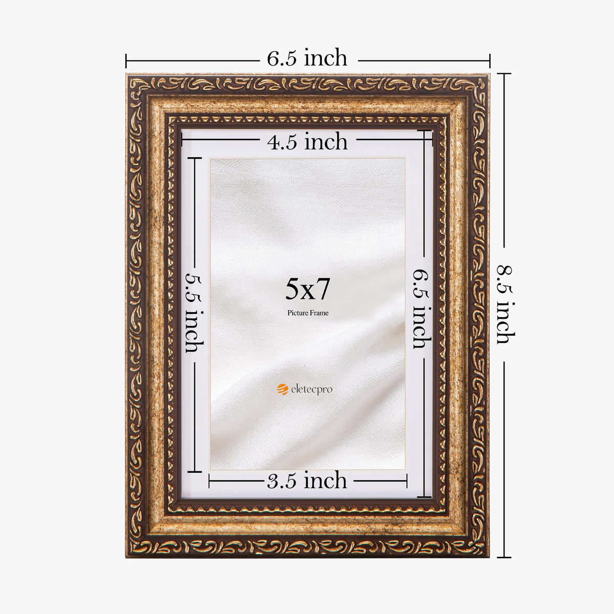 eletecpro 5x7 Picture Frames Set of 2, Vintage 5 x 7 Photo Frames with ...