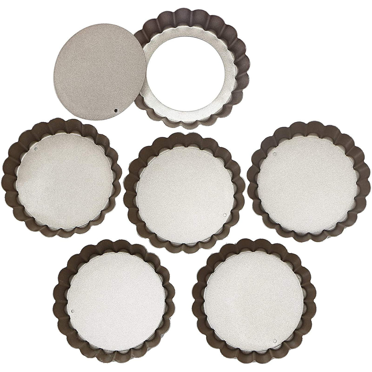 Webake 4 Inch Mini Tart Pan Set Of 6, Non-Stick Small Tart Mold Quiche ...