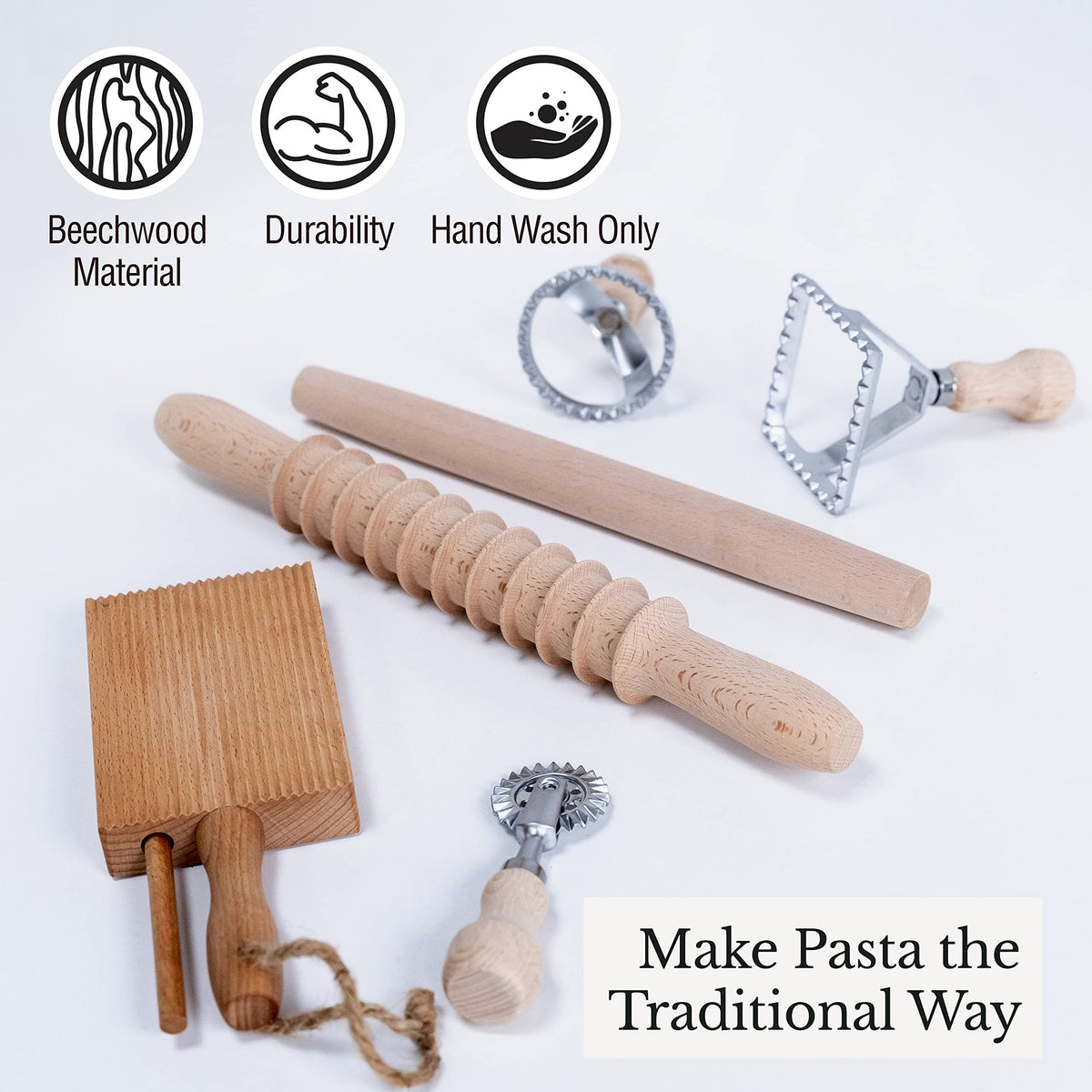 Complete 6 Pcs Pasta Making Tool Set Includes Two Ravioli Stamp Maker ...