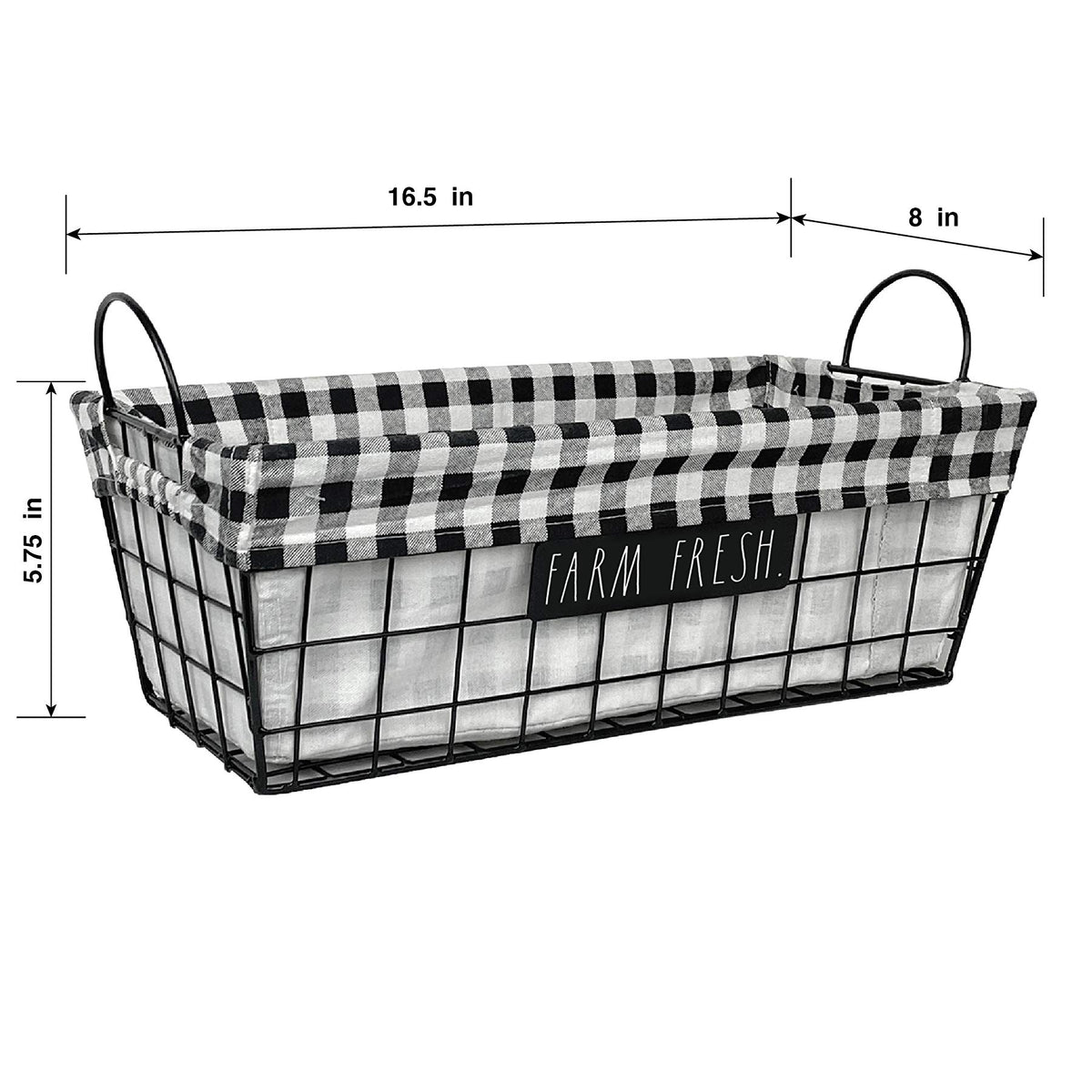 Rae Dunn Farm Fresh Metal Lined Basket - Rustic Farmhouse Vintage Styl ...