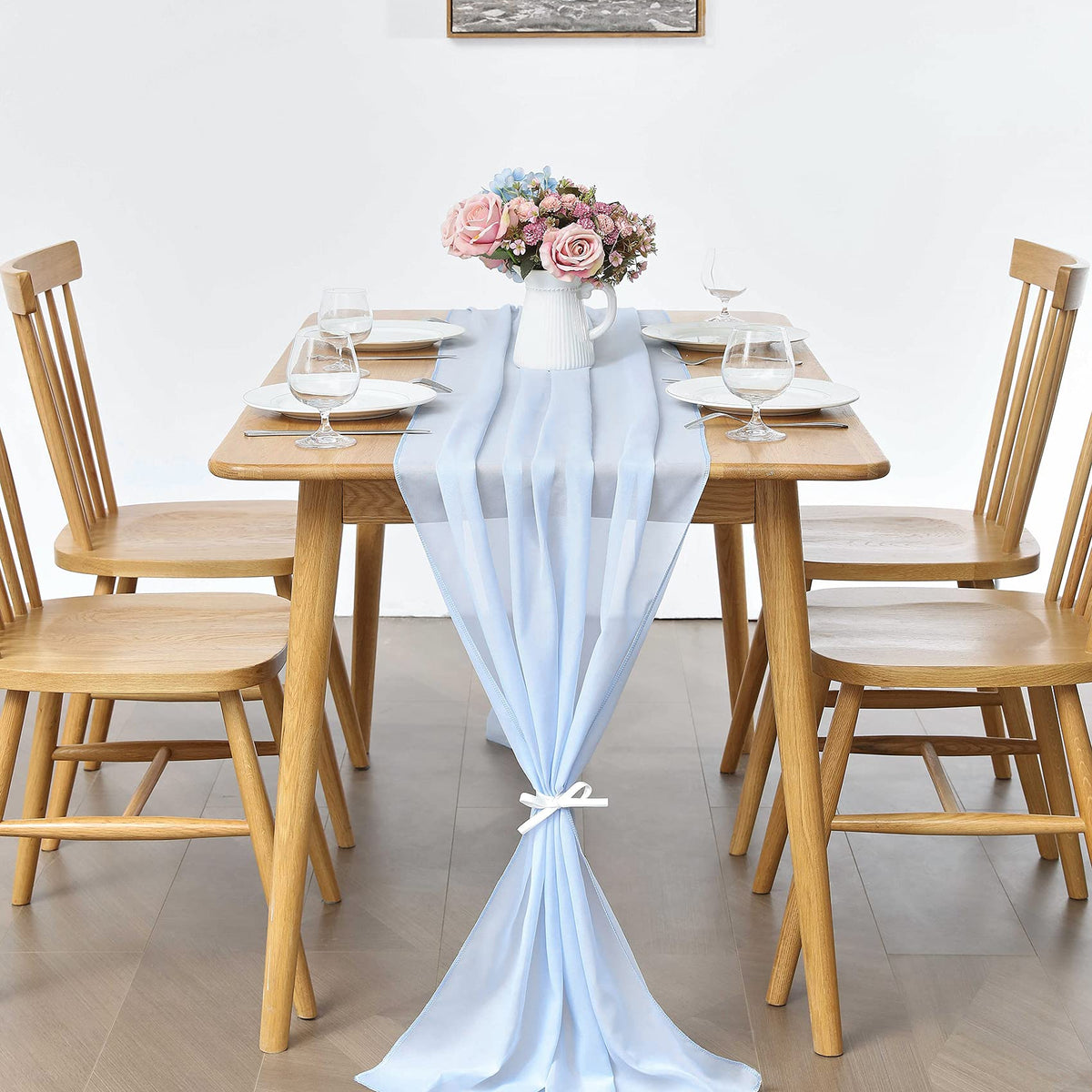 2 Pack 10Ft Baby Blue Chiffon Table Runner Sheer 29X120 Inch For Roman ...