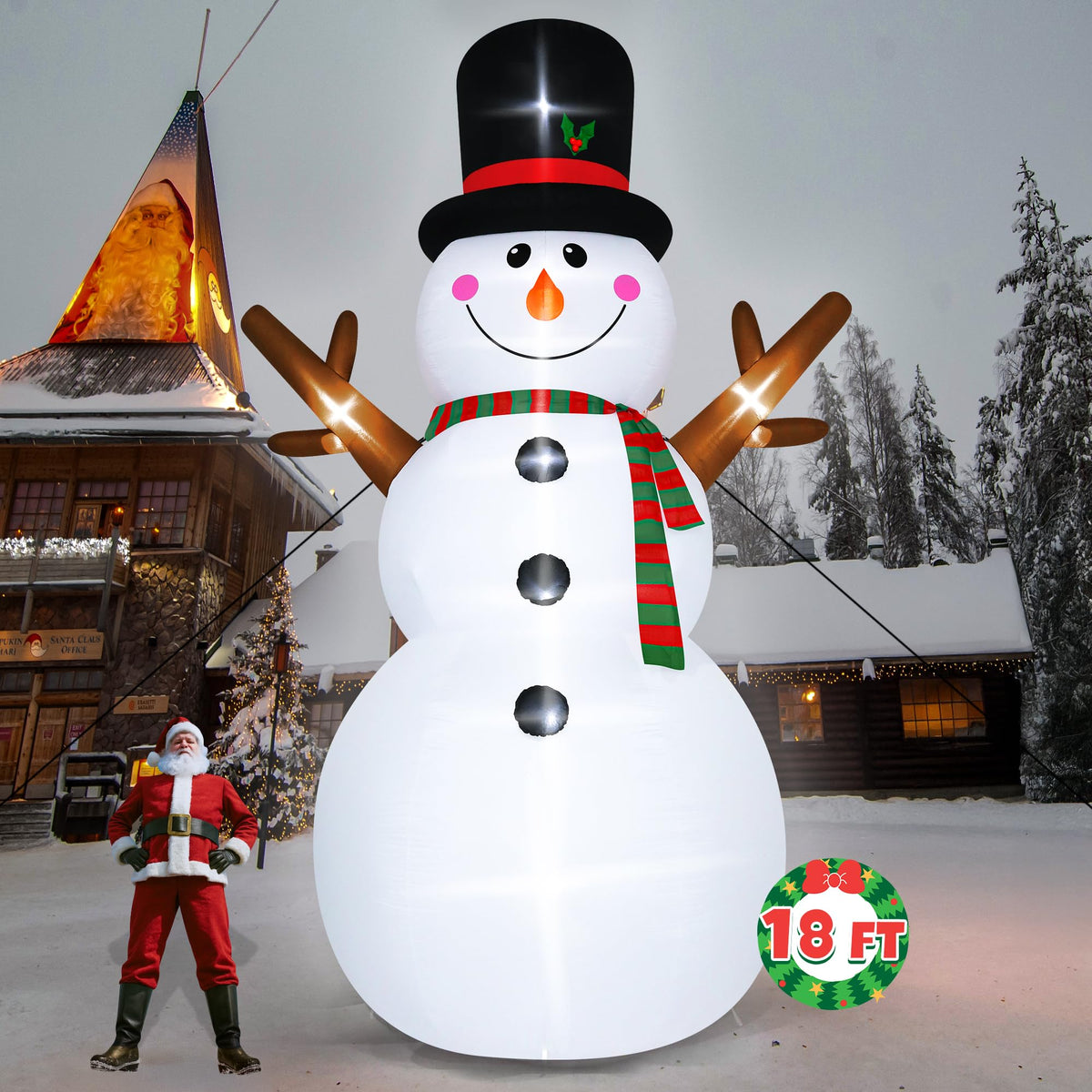 18FT Christmas Inflatable Snowman, Super Large Blow Up Snowmen Outdoor ...