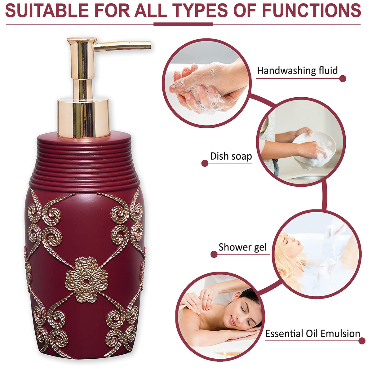 Popular Bath Lotion Pump - Vlegant Rosa Collection, Burgundy/Gold, Ele ...