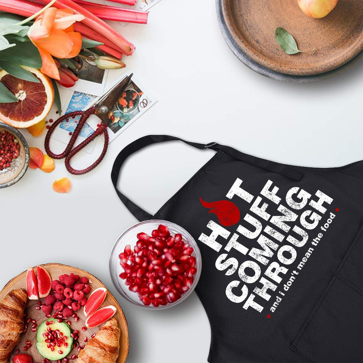 Rosoz Funny BBQ Black Chef Aprons for Men Hot Stuff Coming Through Adj ...