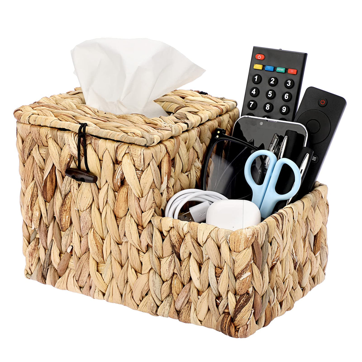 Sumnacon Square Woven Tissue Box Cover - Decorative Cube Wicker Tissue ...