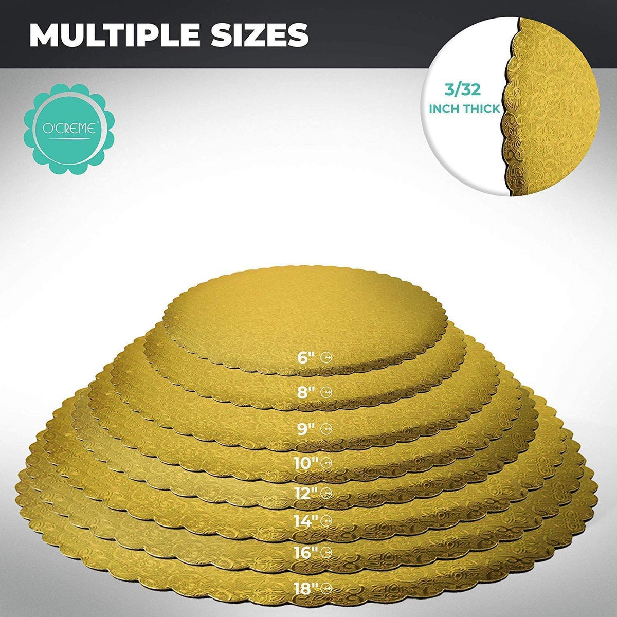 O'Creme Silver-Top Scalloped Round Cake And Pastry Board 3/32 Inch Thi ...