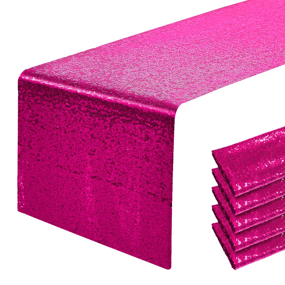 6 Packs 12 X 72 Inches Hot Pink Sequin Table Runner, Glitter Fuchsia R ...