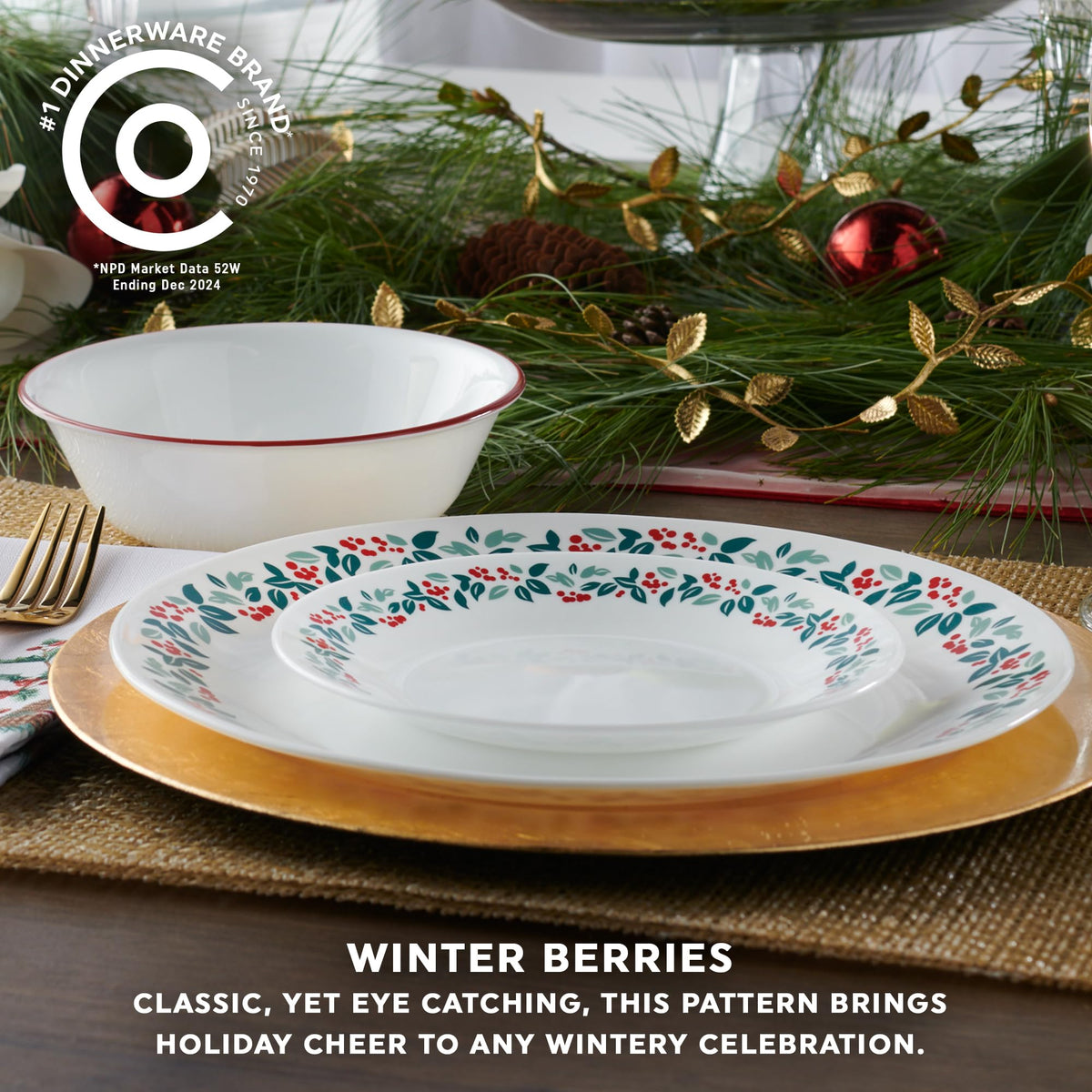 Corelle Vitrelle 18-Piece Christmas Service for 6 Dinnerware Set, Trip ...