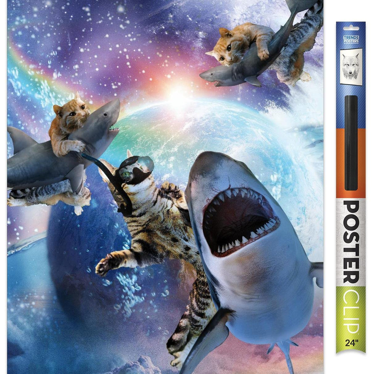 Trends International James Booker - Galaxy Cat Sharks Wall Poster ...