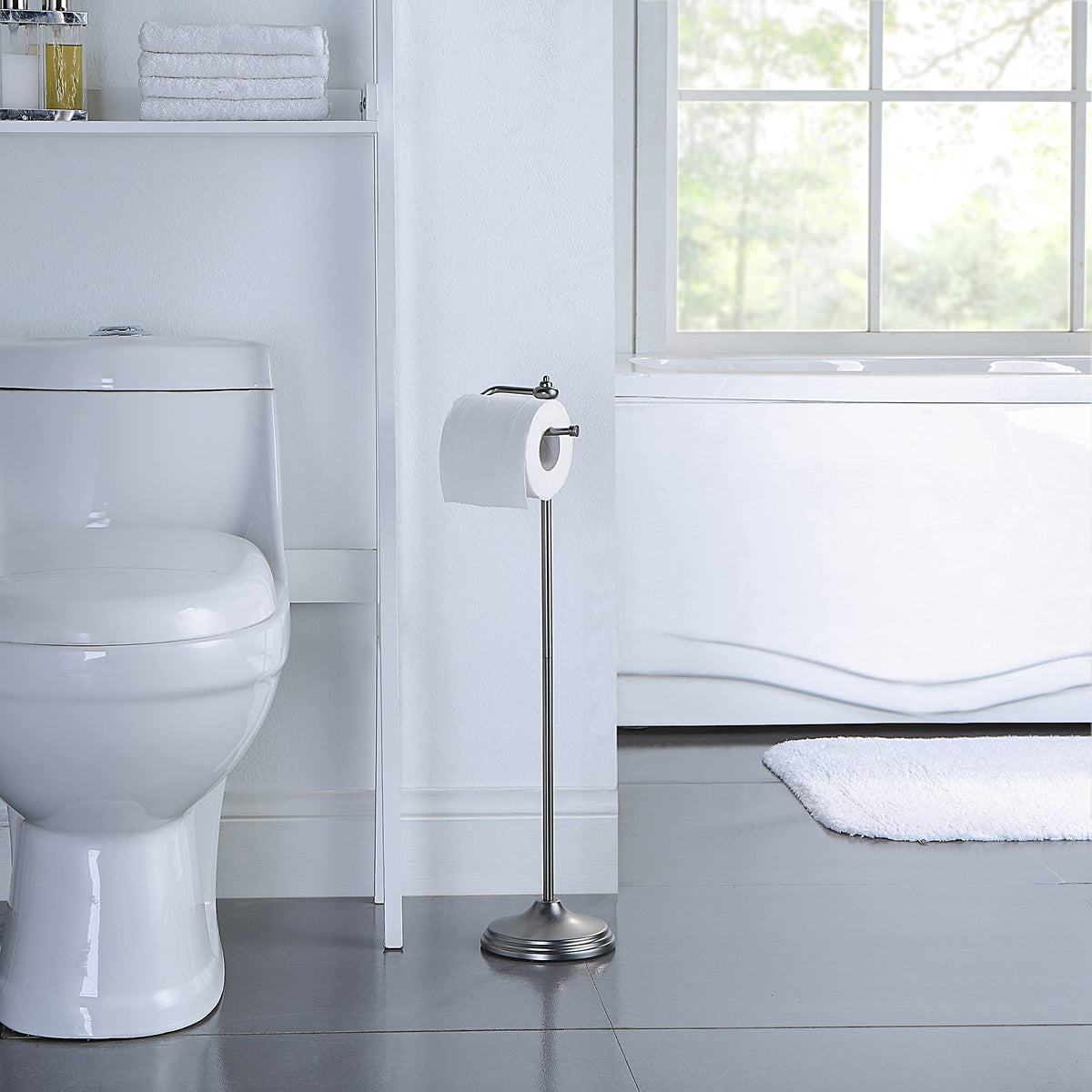Sunnypoint Bathroom Free Standing Toilet Tissue Paper Roll Holder Stan ...