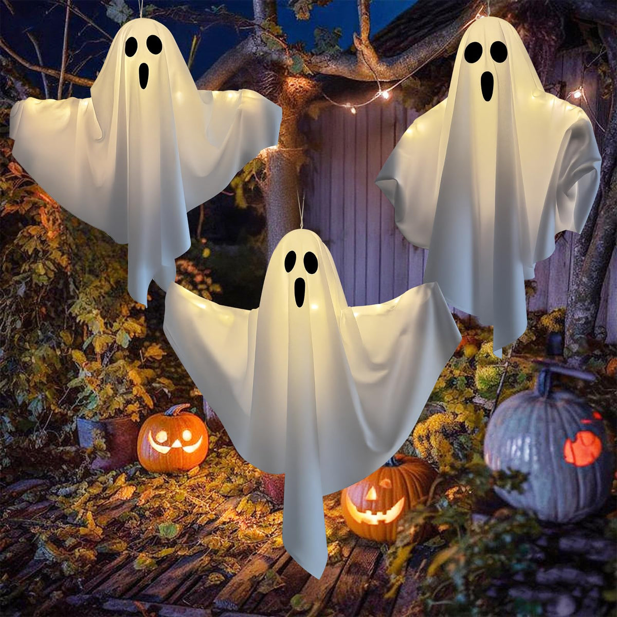 Halloween Light-up Ghost Decorations, White Hanging Flying Ghosts for ...