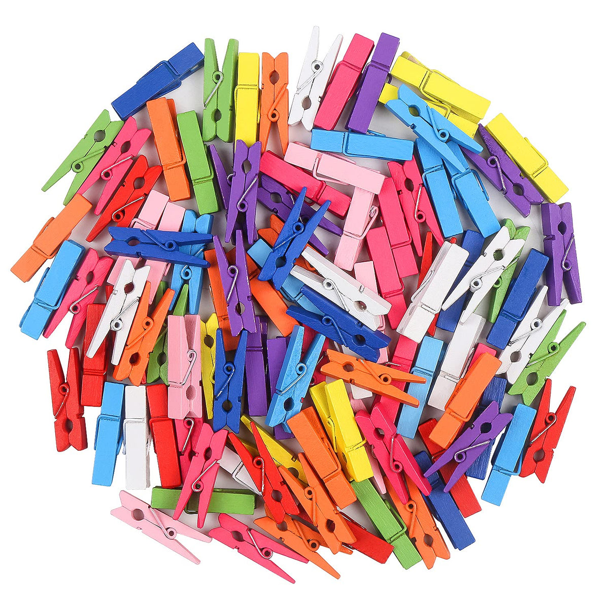 Kimober 100Pcs Wooden Clothespins,Mixed Colored Craft Peg Pins Clips F ...
