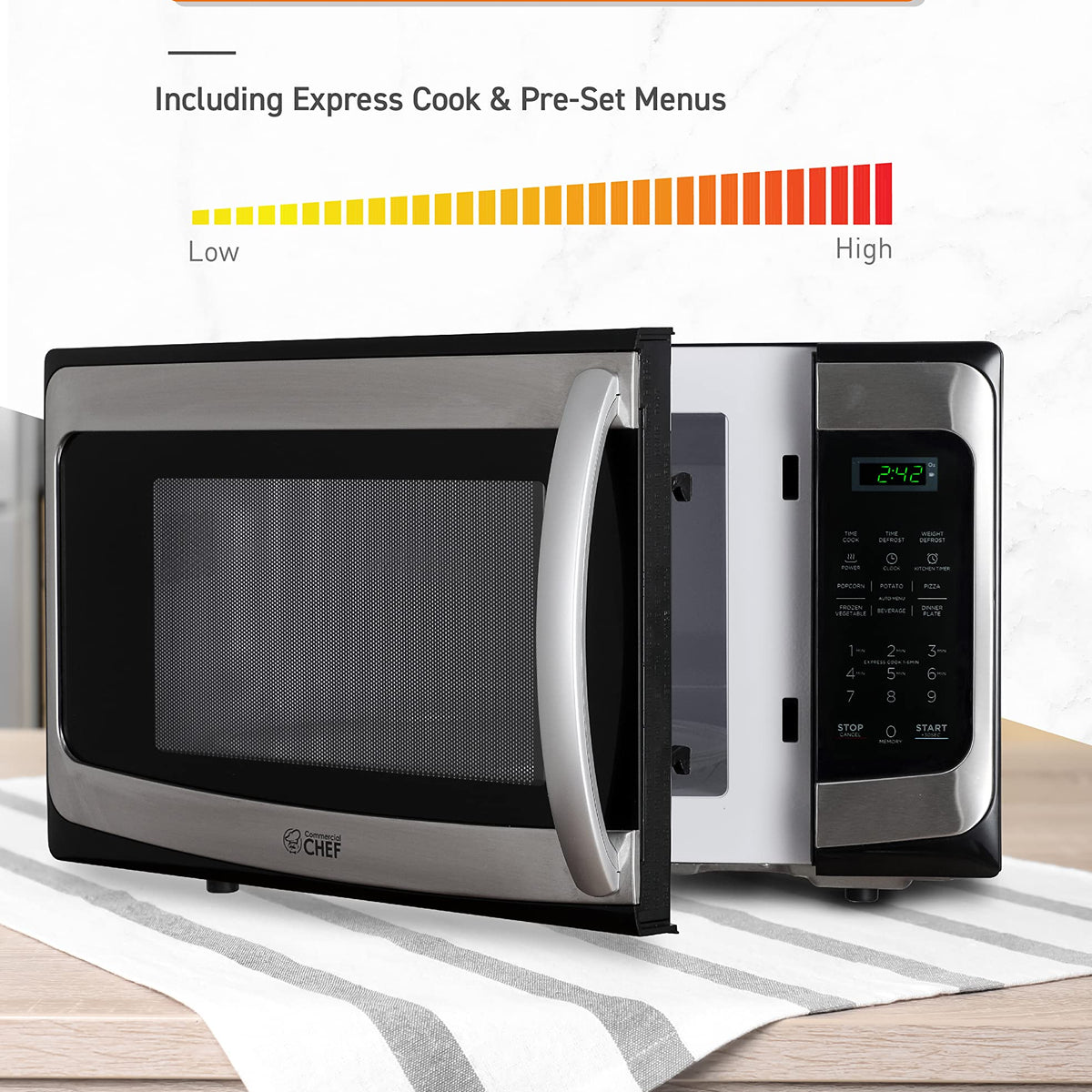 Commercial Chef 1.1 Cu Ft Microwave With 10 Power Levels, Microwave 10 ...