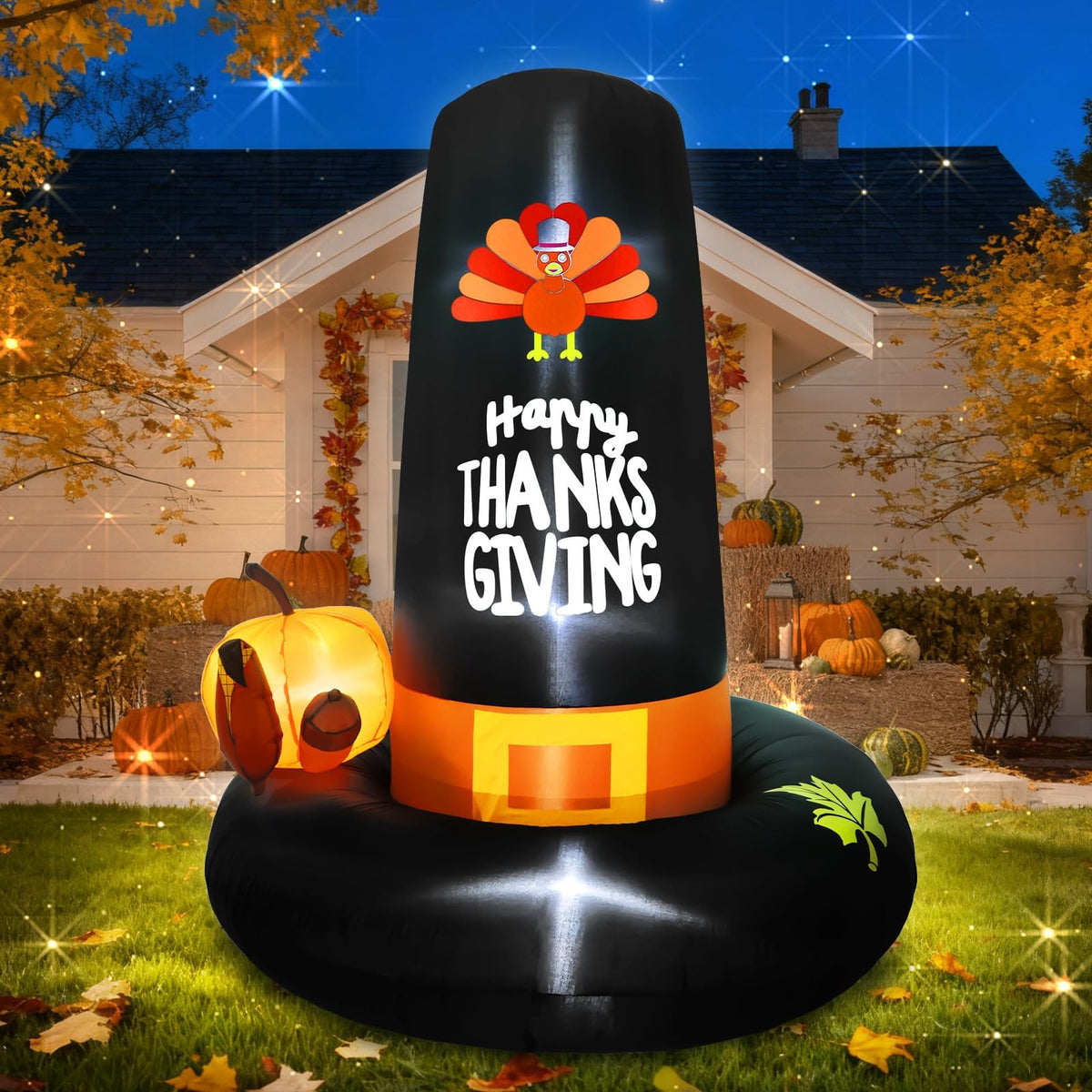Inflatable Turkey Pilgrim Hat Lawn Decorations Thanksgiving Inflatable ...