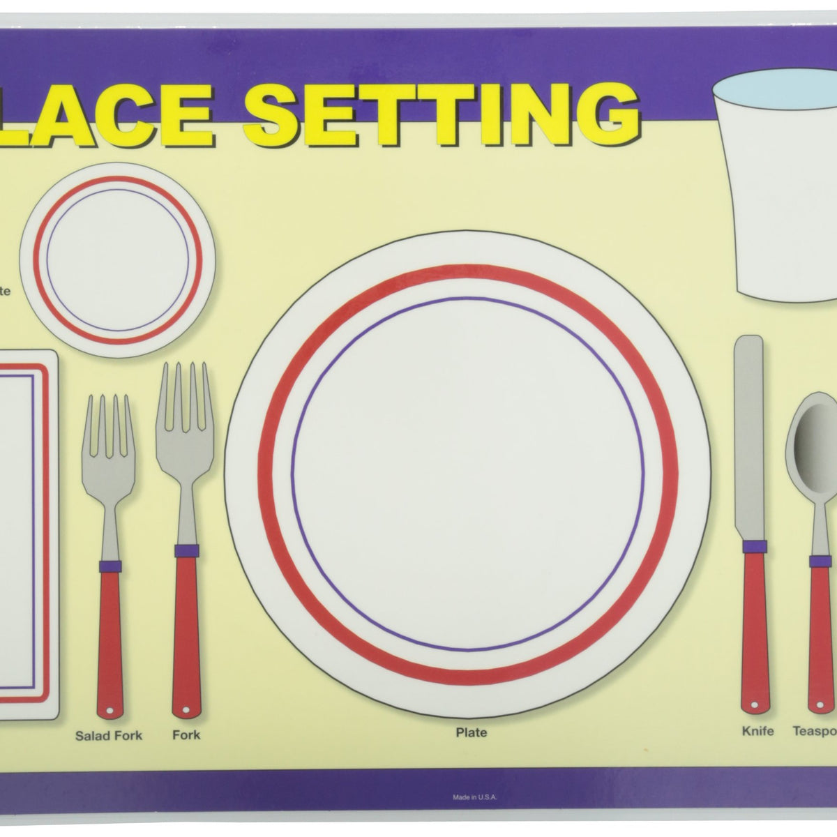 Painless Learning Place Setting Placemat 12 X 17 1/2 Inches, Multicolo ...
