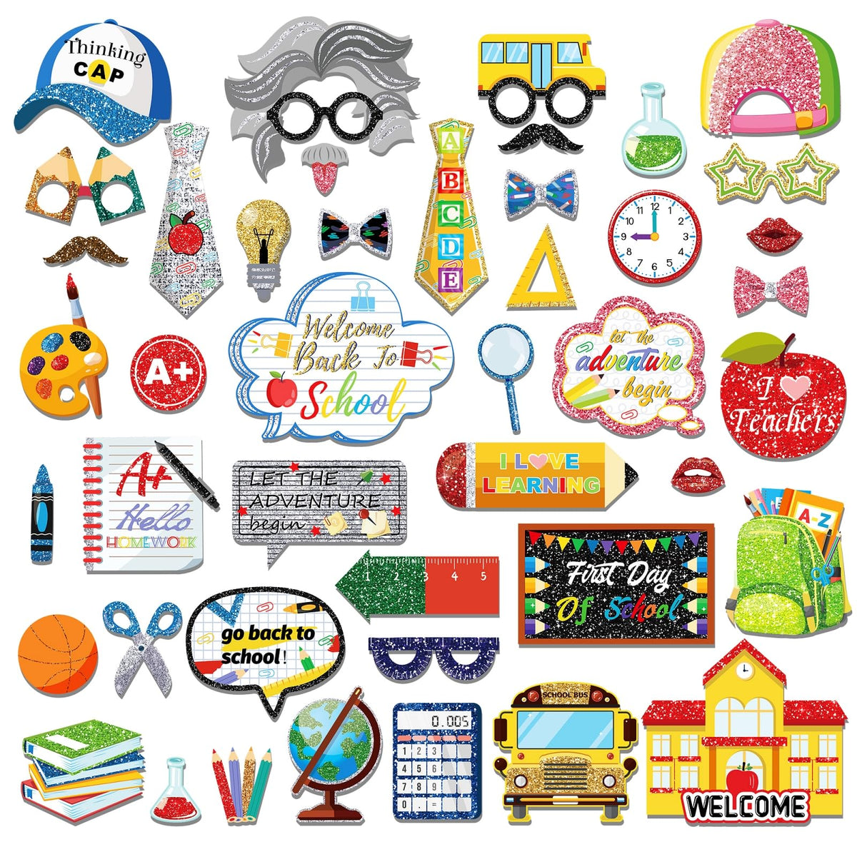 45 Pieces Back To School Photo Booth Props Welcome Back To School Phot ...