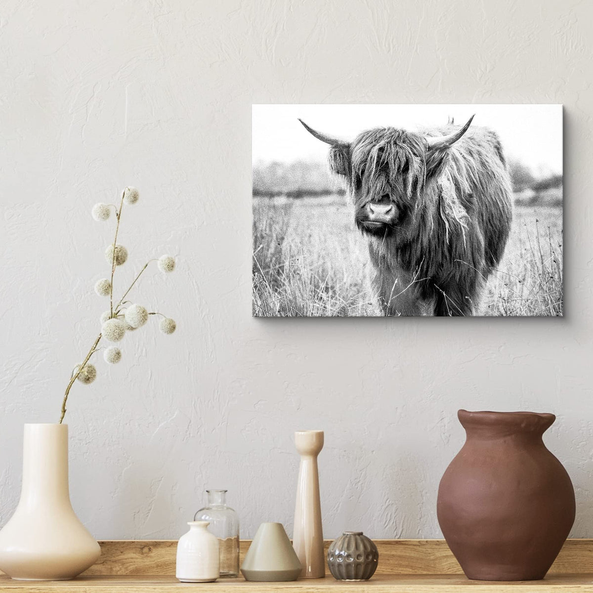 Wall26 Canvas Print Wall Art Black & White Shaggy Ox Portrait Animals ...