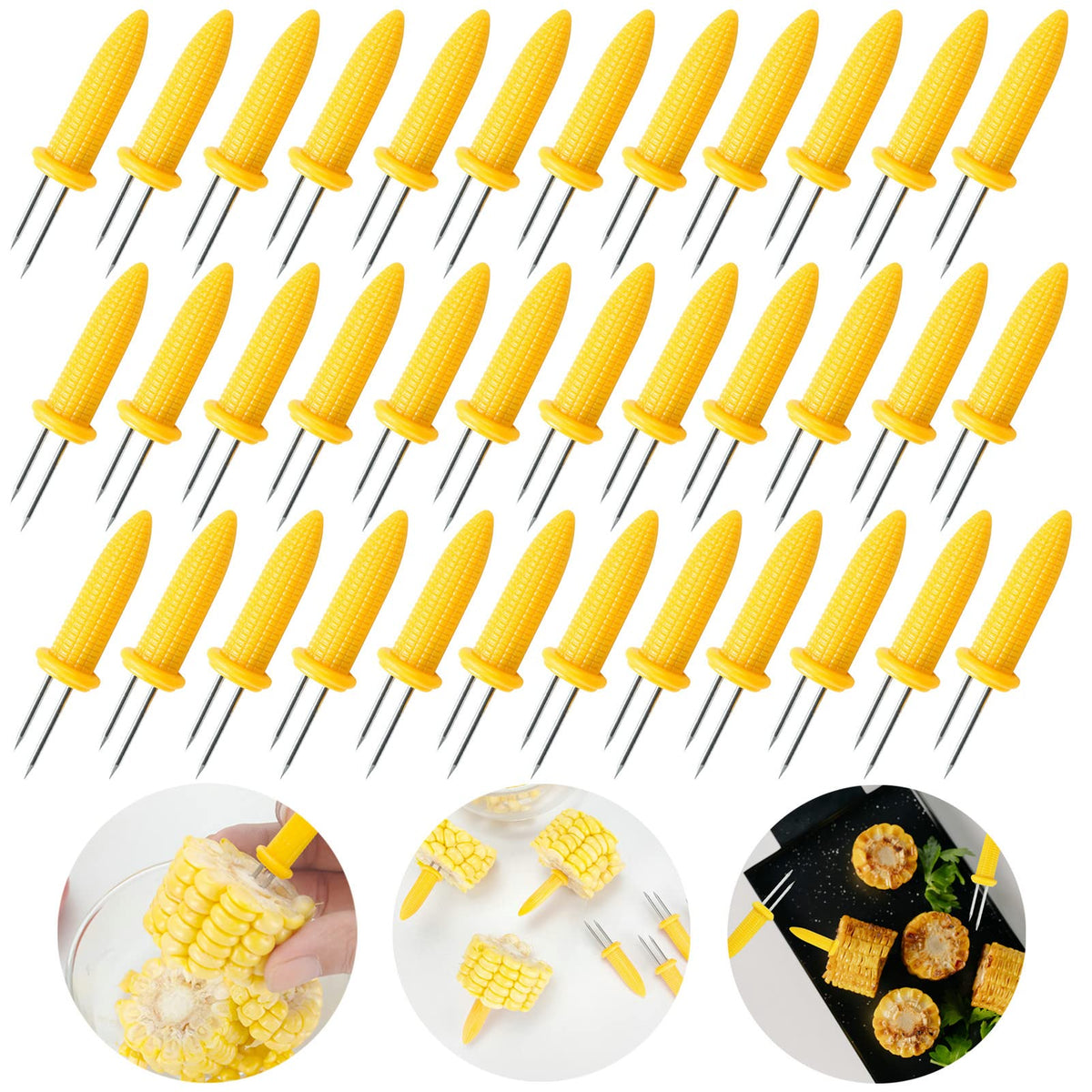 Peouwnes 36 Pack Stainless Steel Corn Holders, Corn On The Grill, Corn ...