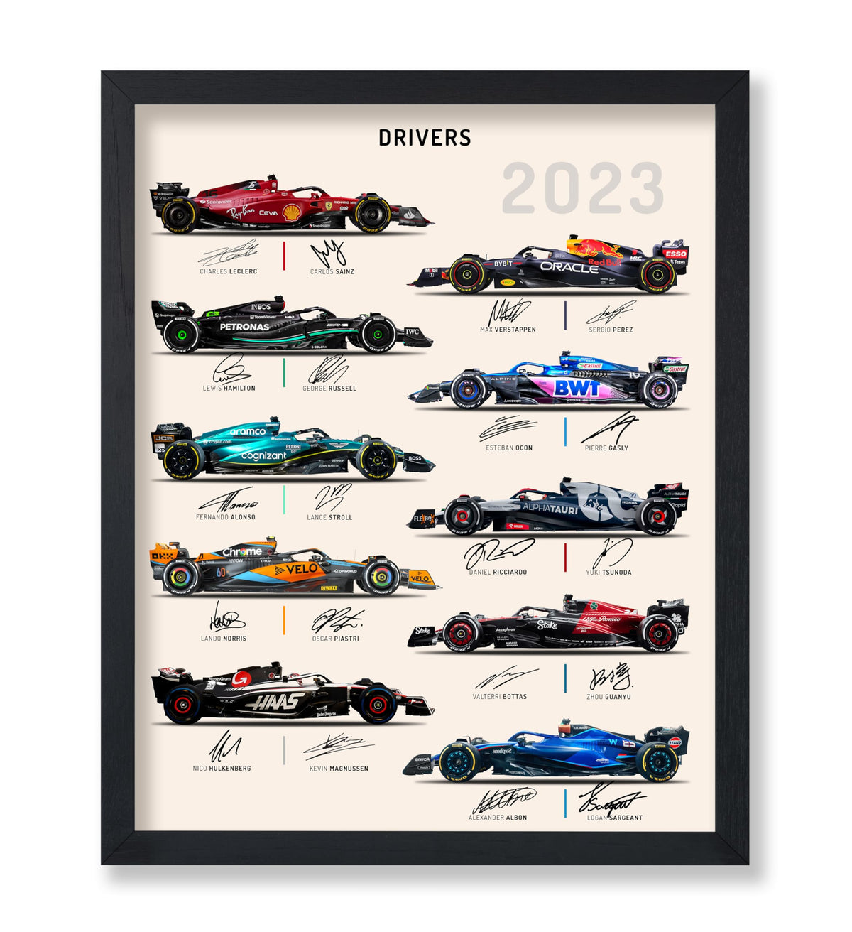 Poster Master Race Car Drivers Poster - Cars & Drivers Signatures Prin ...