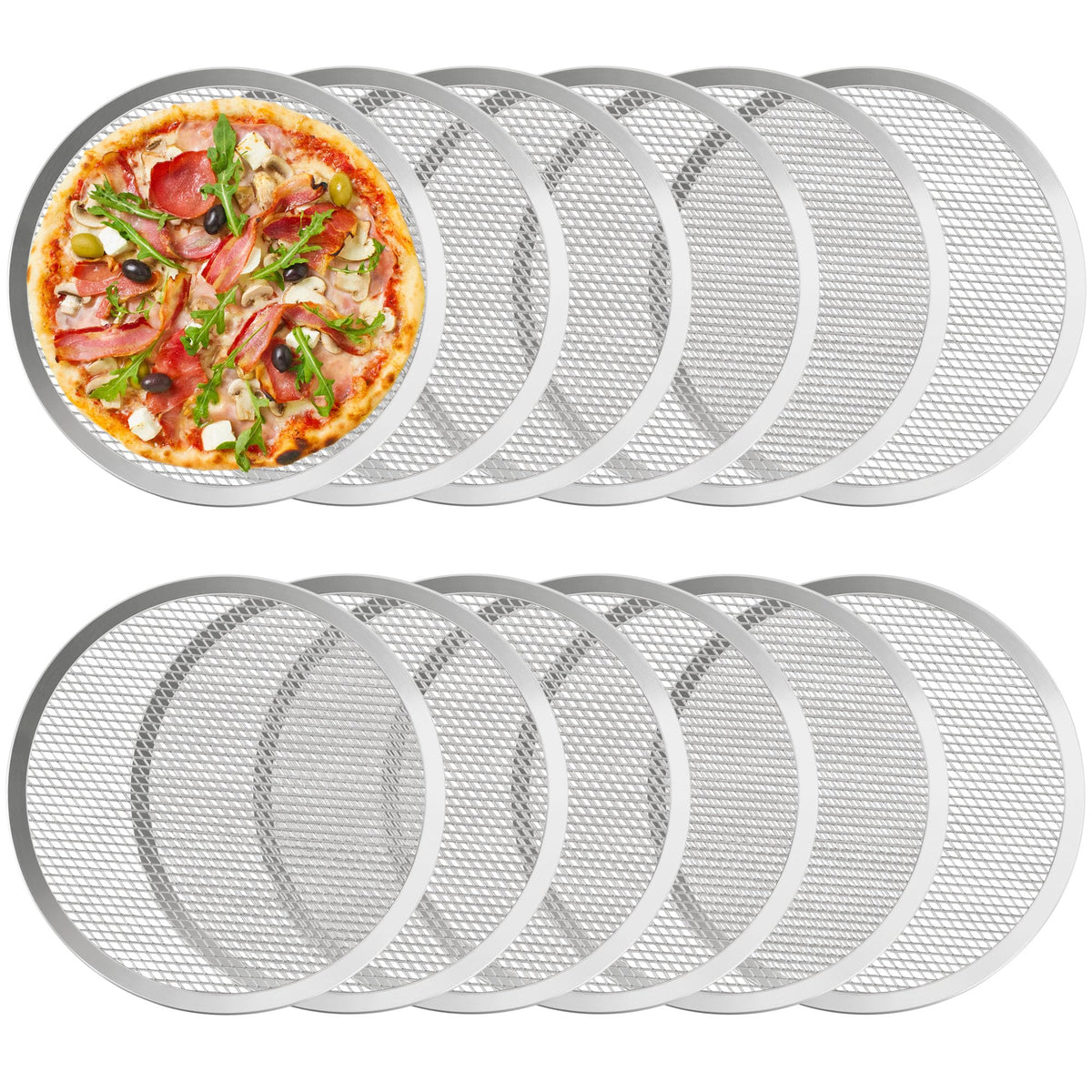 Lrui Pizza Screen,12 Inch,12 Pack,Seamless Aluminum Pizza Pan With Hol ...