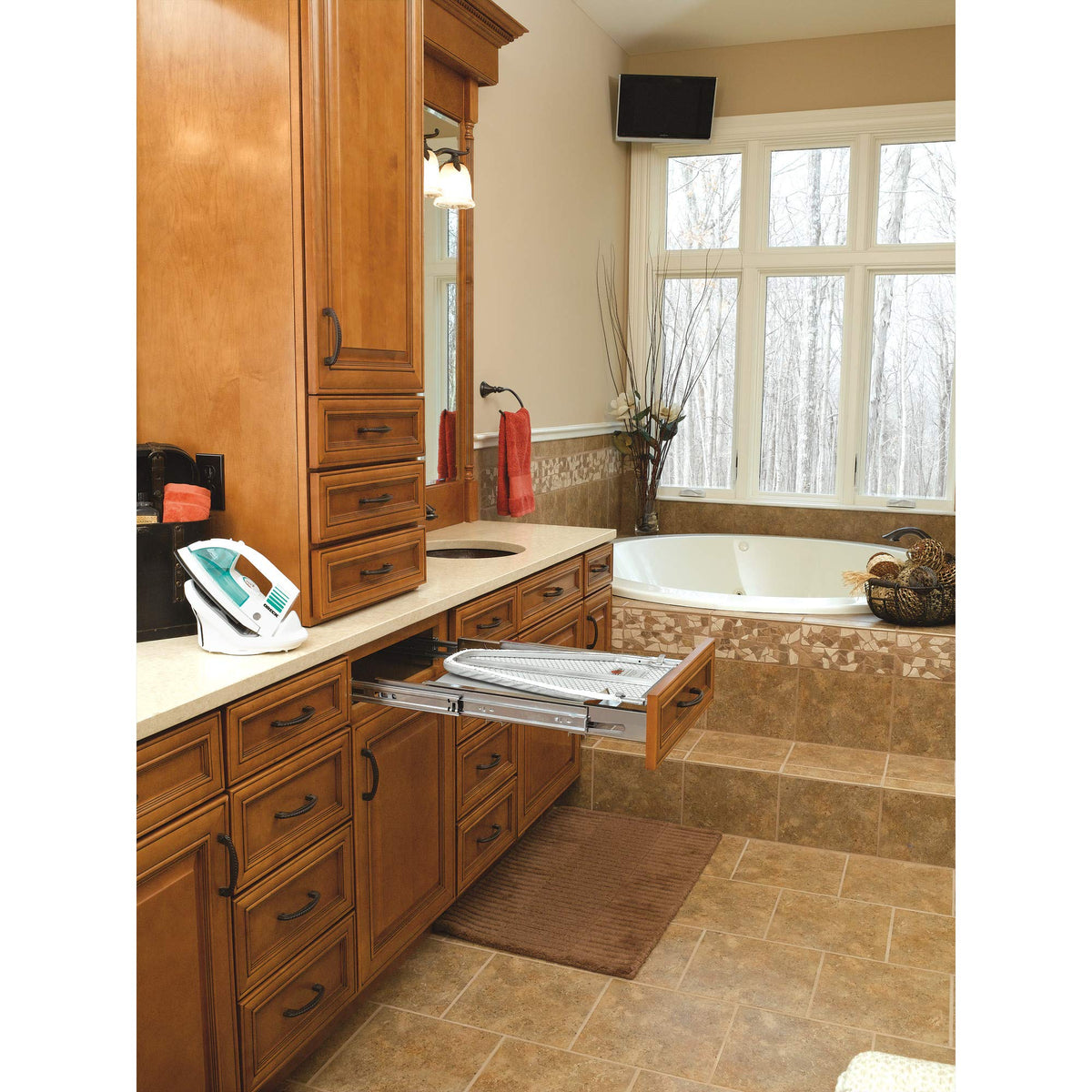 Rev-A-Shelf Pull Out Adjustable Folding Retractable Ironing Board W/Ba ...