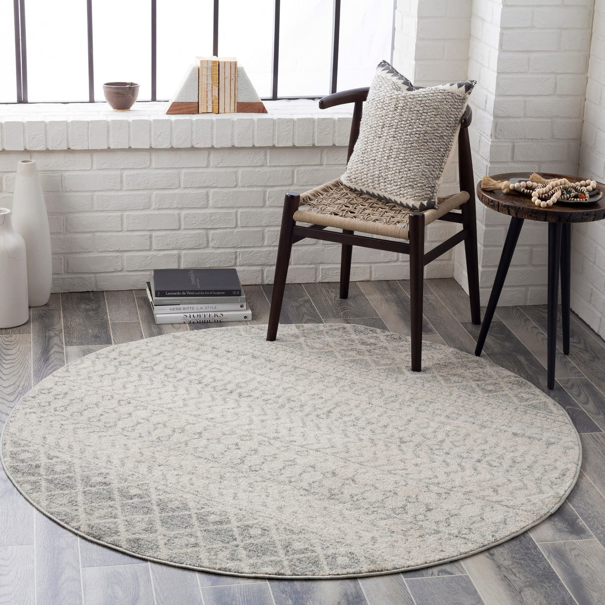Livabliss Area Rugs - 5ft Round Chester Boho Moroccan Gray Rug for Liv ...