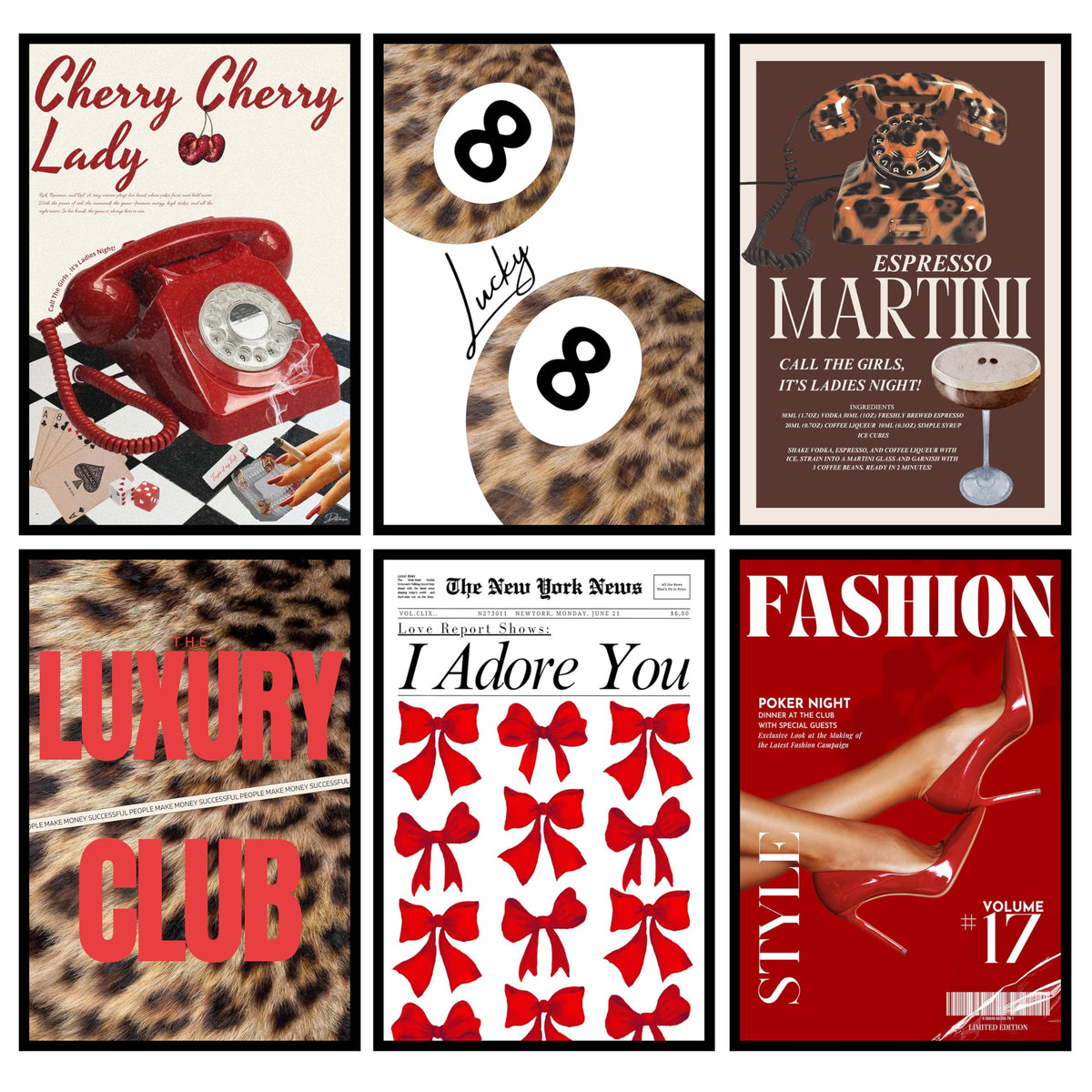 Zxxzkwpp Pink Cheetah Print Room Decor Poster, Trendy Red Fashion Leop ...